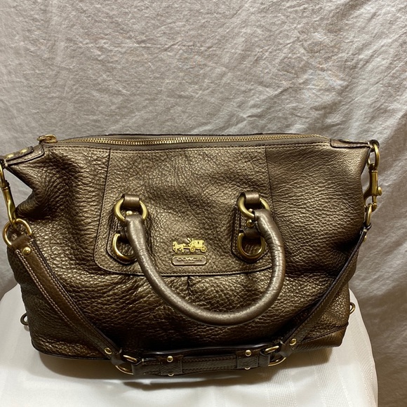 Coach | Bags | Coach Sabrina Madison Bronze Pebbled Leather Shoulder ...